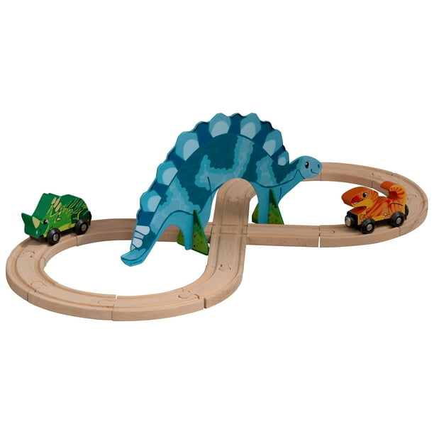 KidKraft Adventure Tracks™: Dino World Stego Loop 17-pc. Wooden Train ...