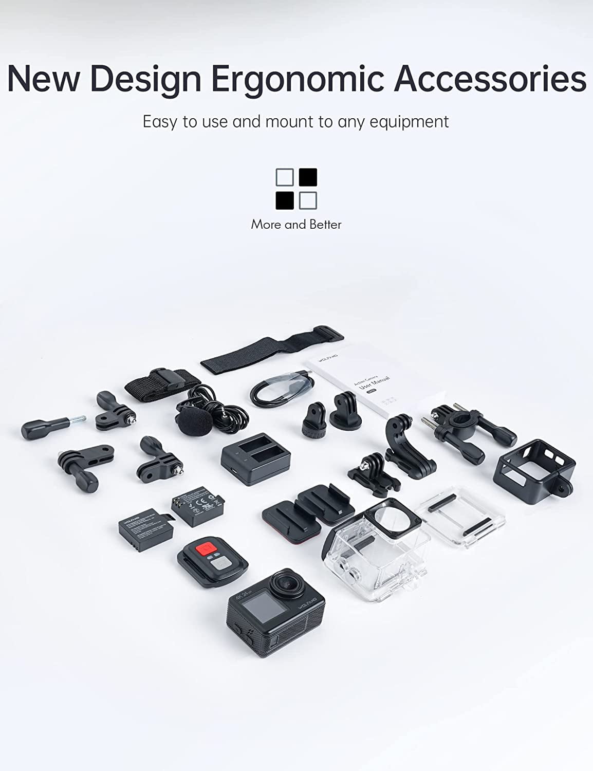 Buy WOLFANG GA200 Action Camera 4K 24MP Waterproof 40M Underwater ...