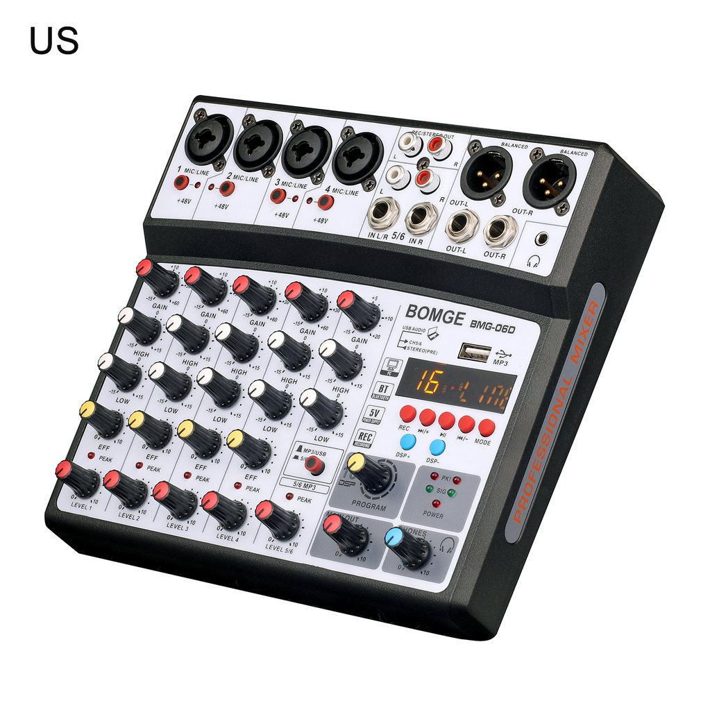 2021 NEW Wireless 6 Channel Audio Mixer Portable Mixing Console 16 DSP ...