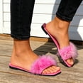BRICH Women's Furry Slides Fluffy Slippers Cute Open Toe Sandals House ...