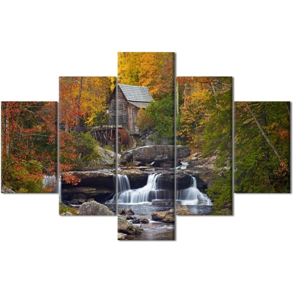 TISHIRON 5PCS Framed Landscape Theme Canvas Wall Art Set,50"x24 ...
