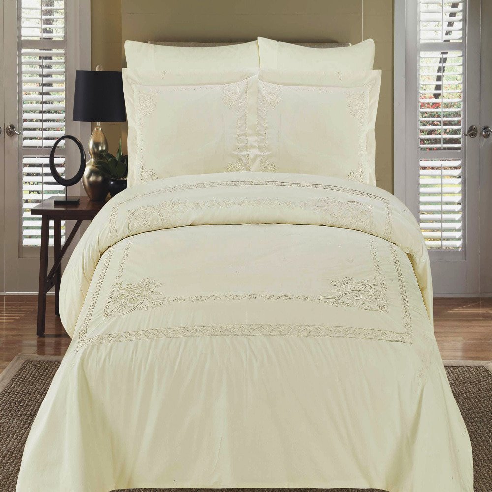 Soft 100 Cotton 3 Piece Duvet Cover Set Embroidered Full Queen