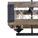 LNC 3-Lights Farmhouse Distressed Brown Wood Clear Glass Linear ...