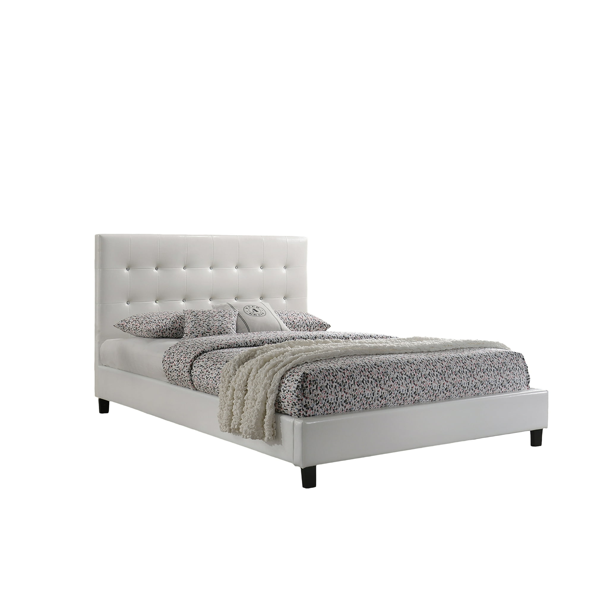 Click here for Queensons White Faux Leather Diamond Tufted Queen... prices