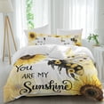 4 Piece Duvet Cover Set Cal king, Farmhouse Bee Yellow Sunflower Soft ...