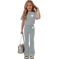 BXJX Girls Outfit Sets, Crew Neck Summer Short Sleeve 2PC T-Shirts and ...