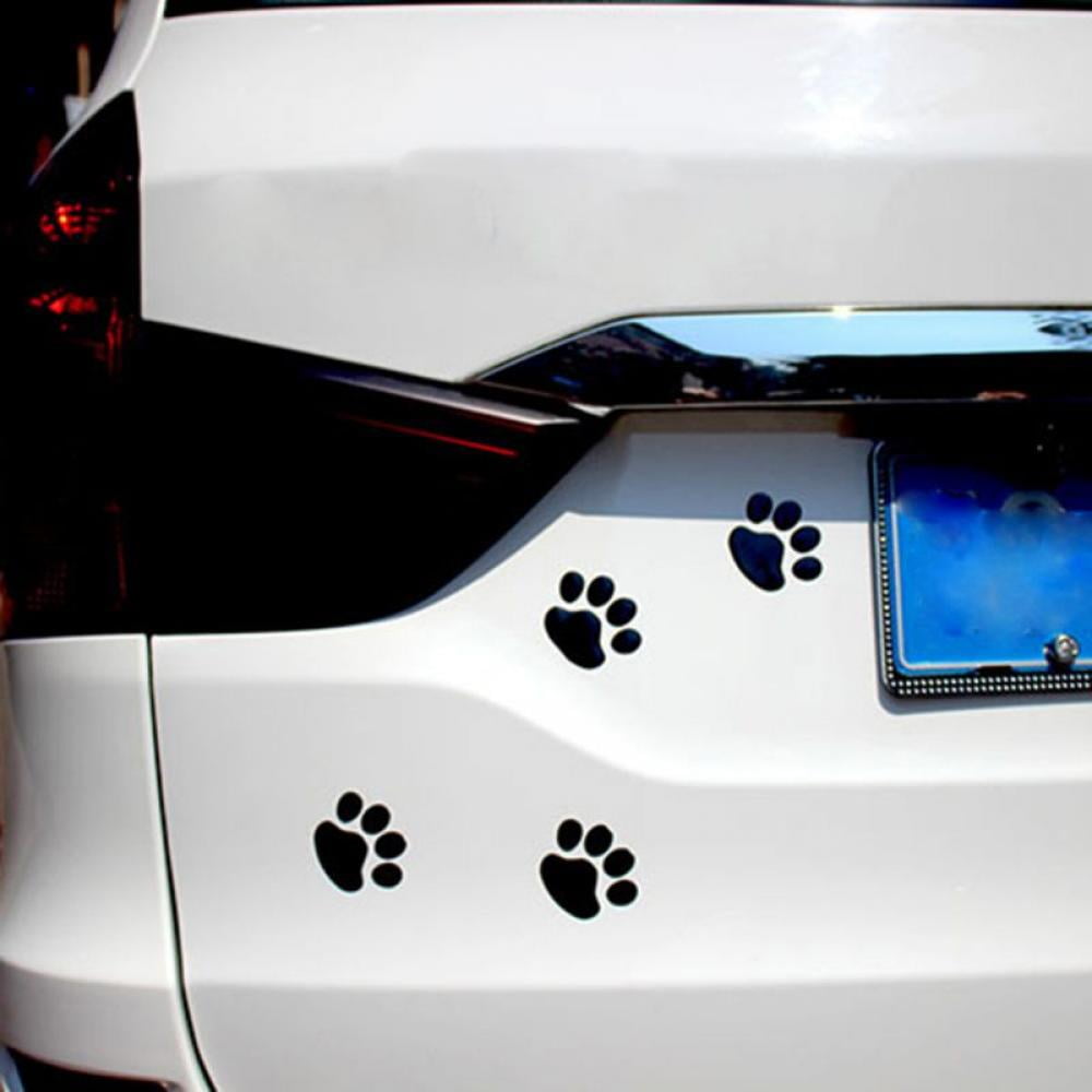 3D Chrome Dog Paw Footprint Sticker Decal Auto Car Emblem Decal ...