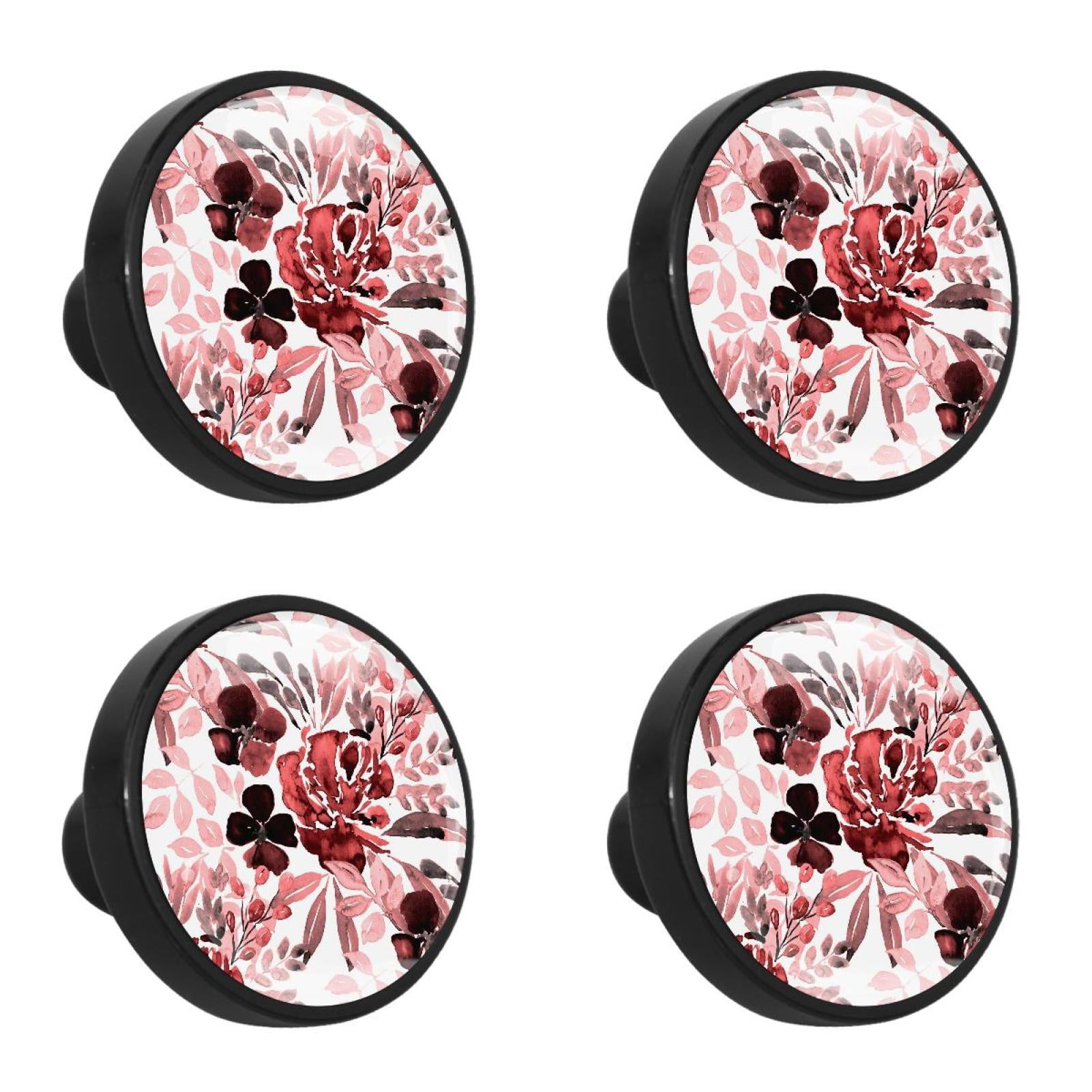 4 Pcs Watercolor Flowers Knobs for Kitchen Cabinet Cupboard Dresser Bookcase Drawer Pulls ...