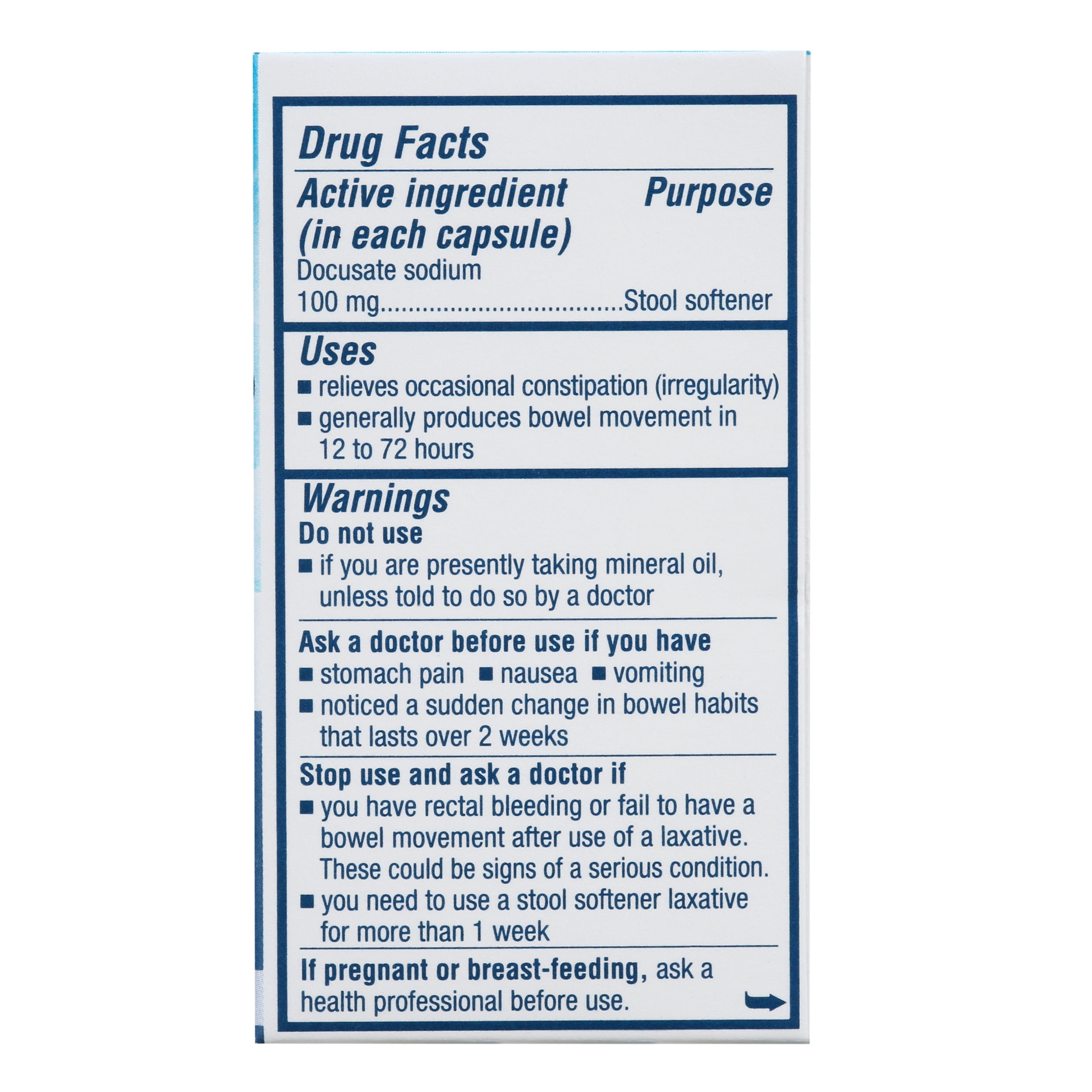 Colace Regular Strength Stool Softener 100mg, 30 Capsules – 2 Pack