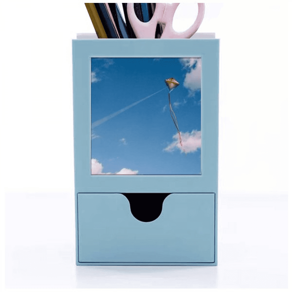 Blue Sky White Clouds Kite Desk Supplies Organizer Pen Holder Card ...