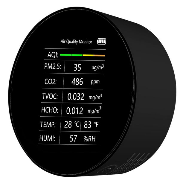 Detector de del aire multifuncional 7 en 1 PM2.5 TVOC CO2 HCHO Temperatura Humedad AQI Detec ...