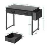 32 Inch Black Writing Desk with 2 Fabric Drawers & Storage Bag, Modern ...