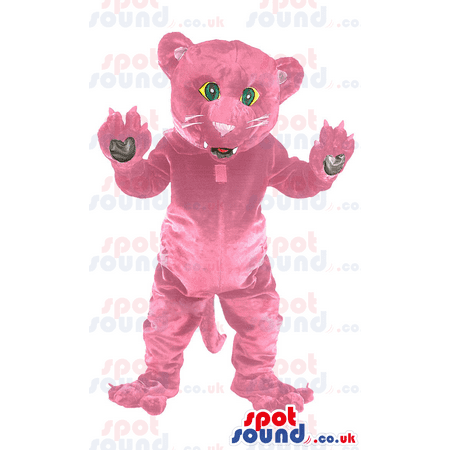 Pink Panther Animal SPOTSOUND Mascot With Tail And Green Eyes - Animal ...