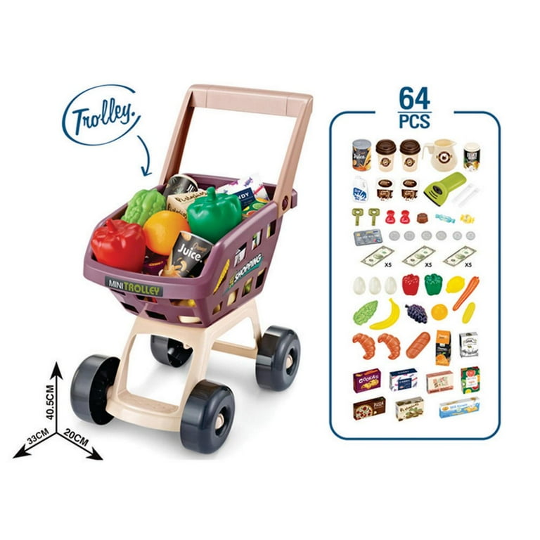 Pretend Play Shopping Cart For Toddlers KYAIGUO Kids Shopping Cart Toy ...