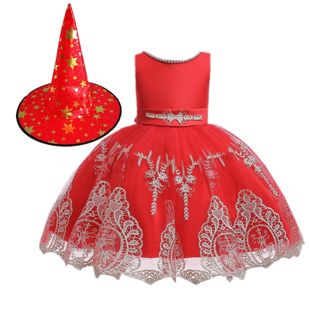 Little Girls Dress, Embroidery Lace Round Neck Back Zipper Up Multi ...