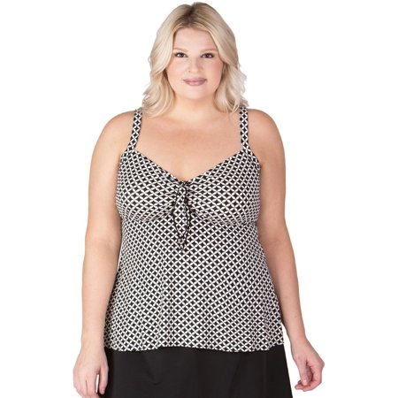 Penbrooke Womens Plus-Size Center Spot Bow Front Tankini | Walmart Canada