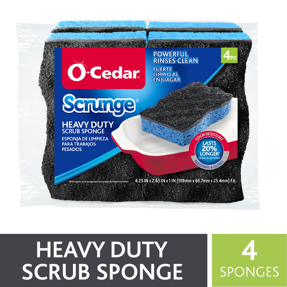 O-Cedar Heavy Duty Scrunge Scrubber Sponge, 4 Count - Walmart.com ...