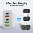 Venoro 5 Multi Port QC3.0 USB Hub+PD 65W Type C Fast Wall Charger Power ...