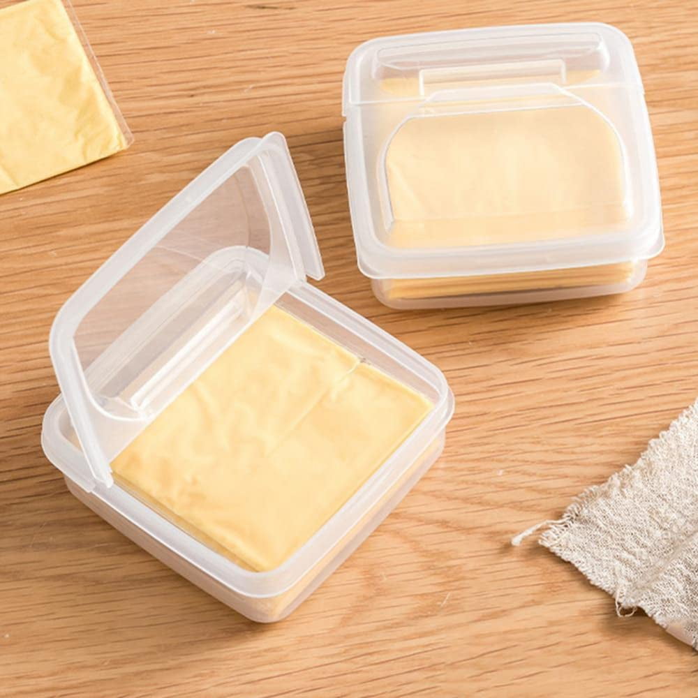Juiluna 2pcs Food Storage Cheese Box, Flip-Top Butter Block Cheese ...