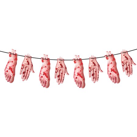 Homgeek 10FT Bloody Banner Scary Hand & Foot Hanging Banner Bloody ...