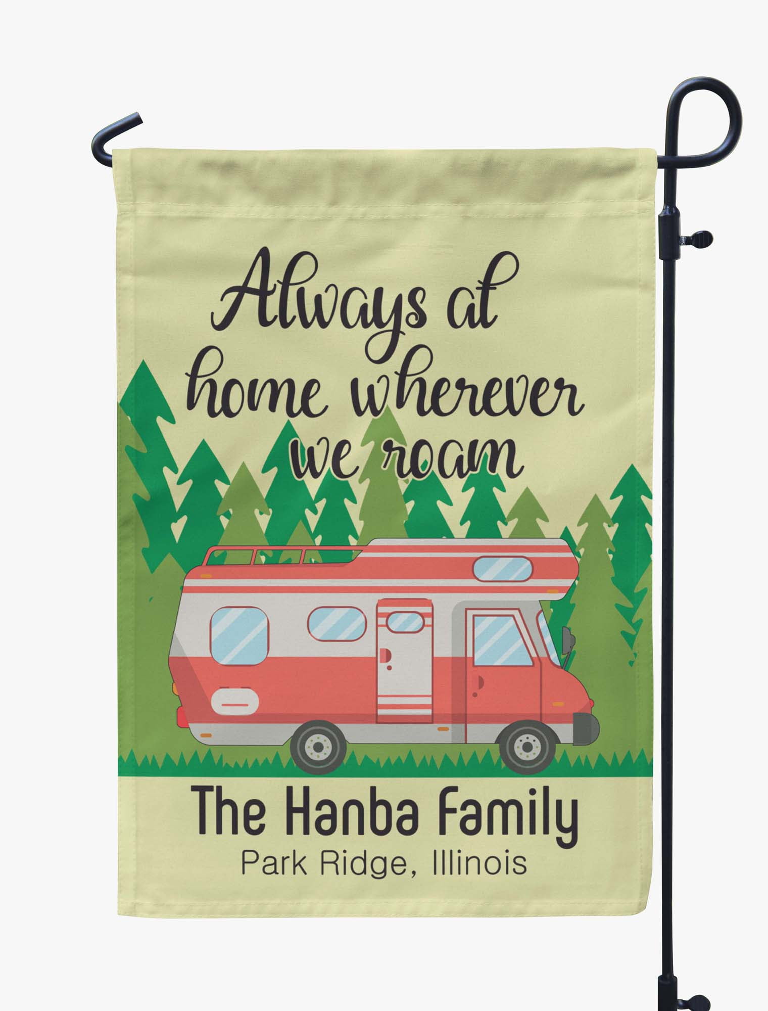 Printtoo Tan Always At Home Wherever We Roam Caravans CampingFlagCustom ...