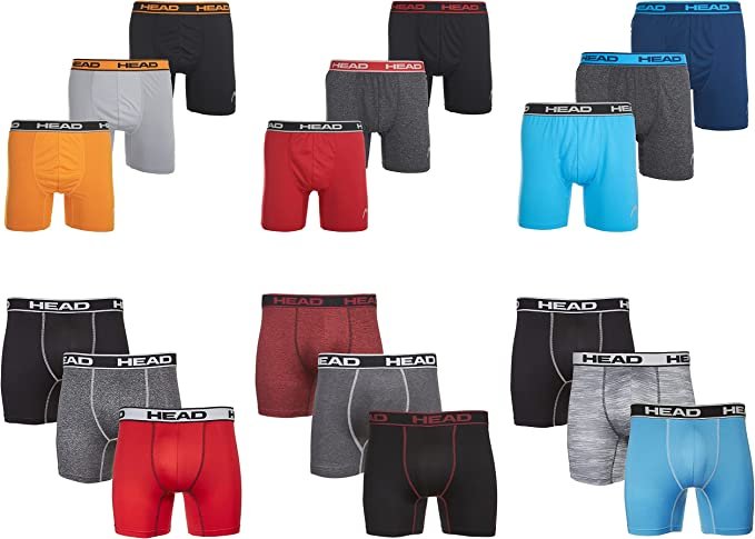 HEAD Mens Performance Underwear - 3-Pack Stretch Performance Boxer ...