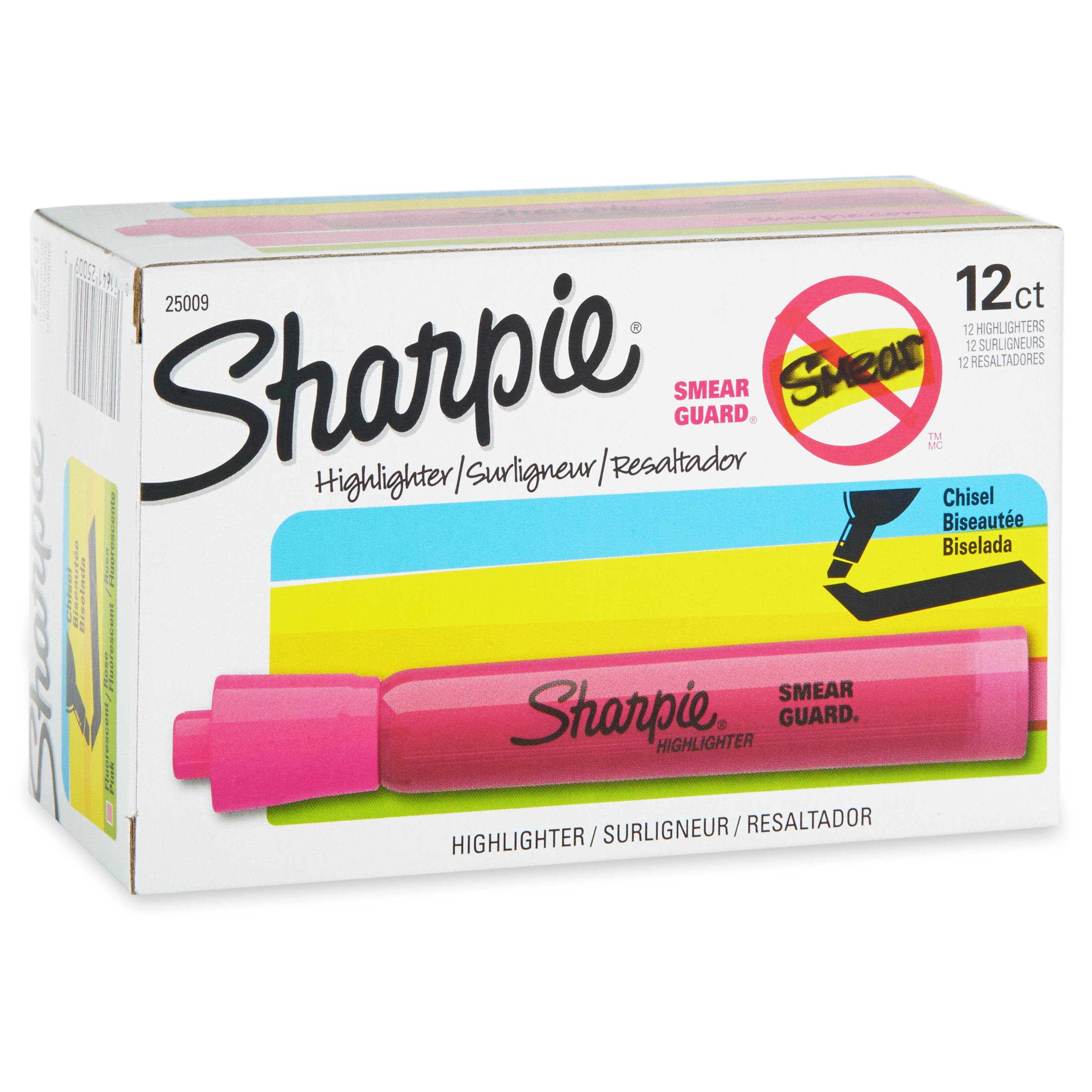 Sharpie Tank Style Highlighters, Chisel Tip, Fluorescent Pink, Box of ...
