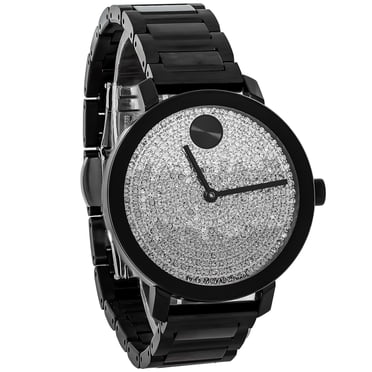 Movado Series 800 Chronograph 42mm Black Dial Silver Tone Men's Watch ...