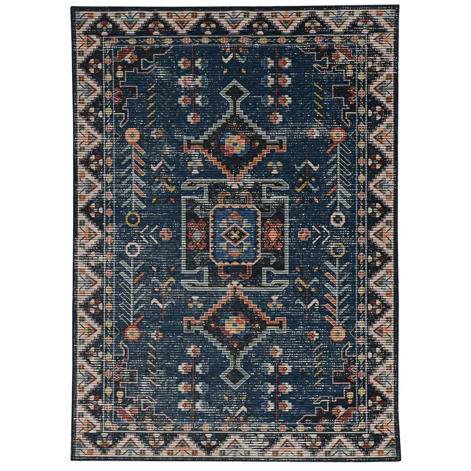 Click here for Linon Larson 5 X 7 Washable Area Rug  Teal And Ivo... prices