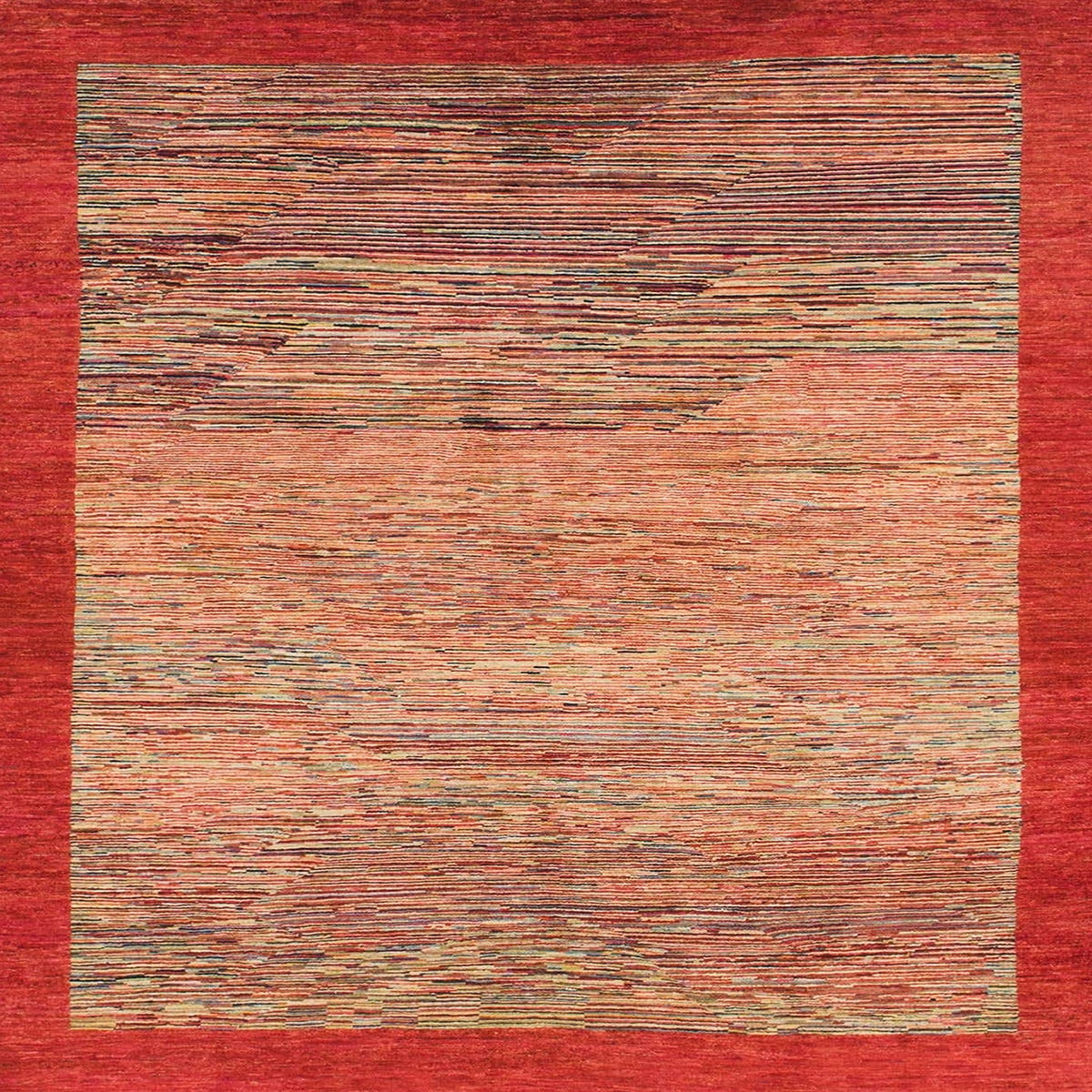 Ahgly Company Indoor Square Abstract Red Abstract Area Rugs, 6' Square ...