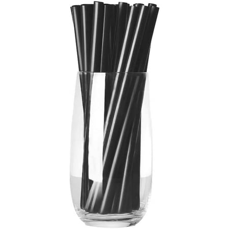 HUSERYT 200 Pack Shake Straws, 22cm Black Plastic Drinking Straws (8mm ...