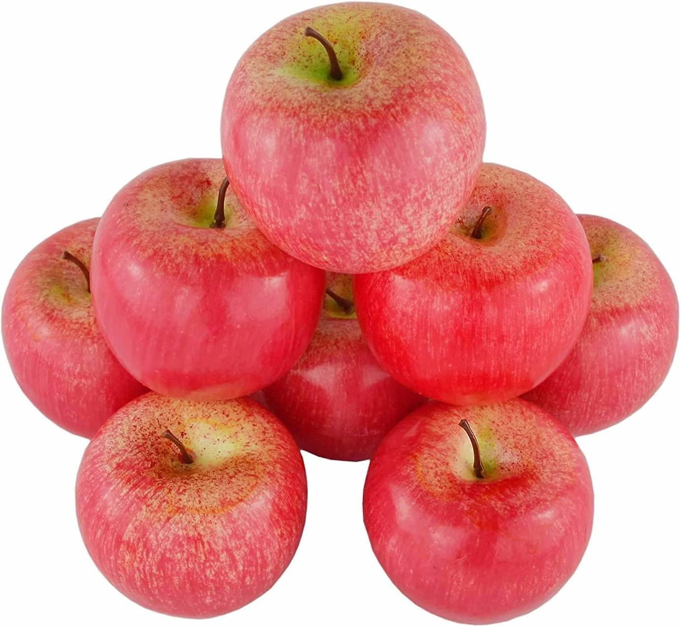 Juego de 8 manzanas rojas artificiales realistas, fruta falsa para ...