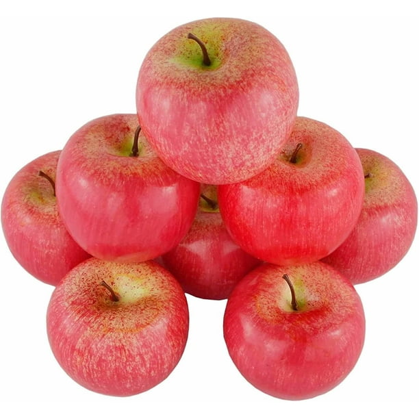 Juego de 8 manzanas rojas artificiales realistas, fruta falsa para ...