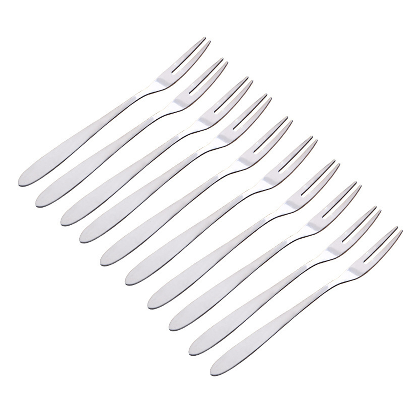 Hloma 10Pcs Reusable Fruit Picks Round Tines 304 Stainless Steel 2-Tine Food Grade Dessert Fork ...