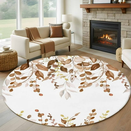 UPC 460002000284 - Round Area Rug 7 Ft Orange Brown Eucalyptus Washable ...