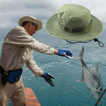 Peggybuy Round-Rimmed Camping Benny Cap Casual Fisherman Hat (Light ...