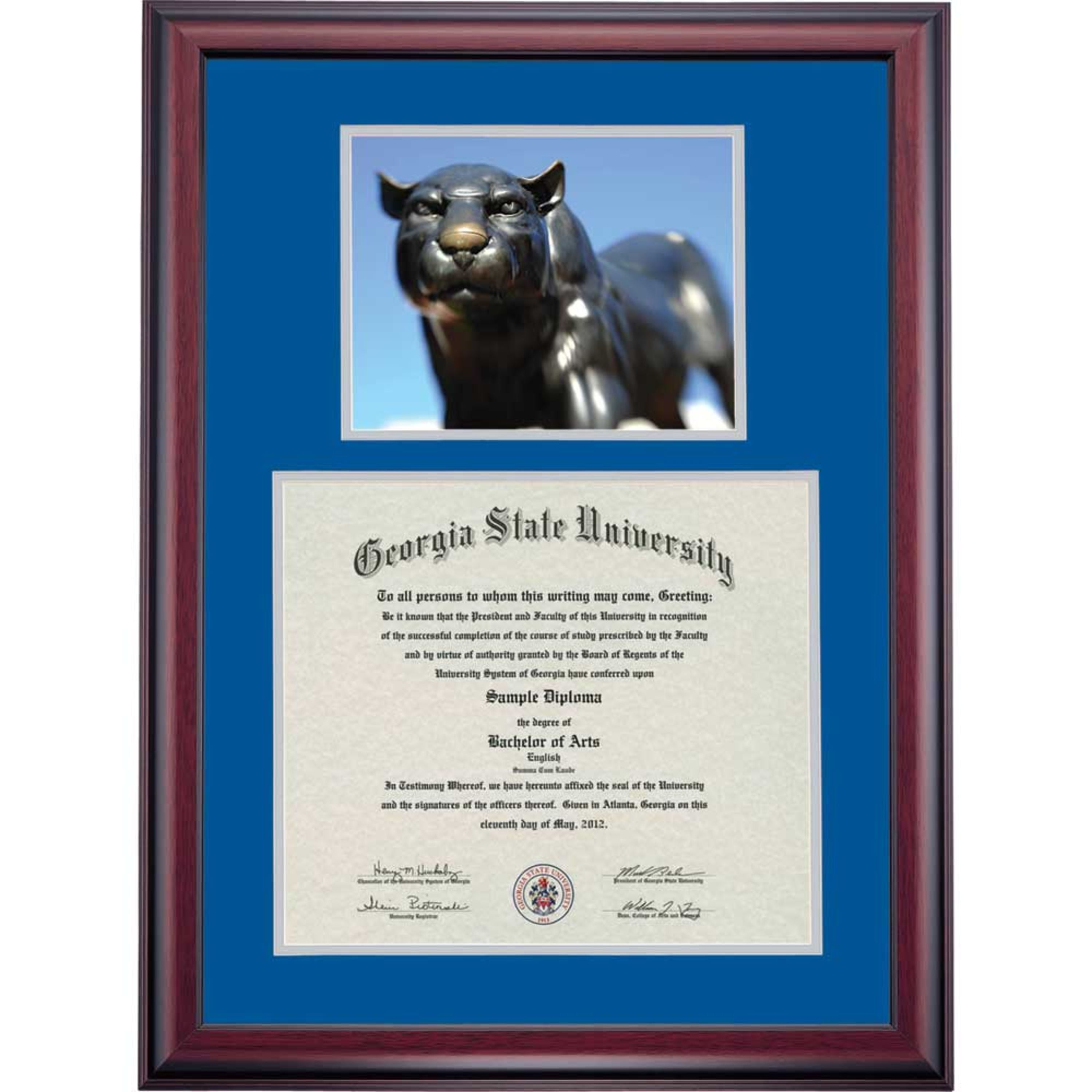 OCM Diploma Frame for Georgia State University, Royal Blue/Gray Mat ...