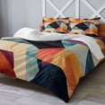 4 Piece Duvet Cover Set Cal king, Abstract Color Block on Linen Soft ...