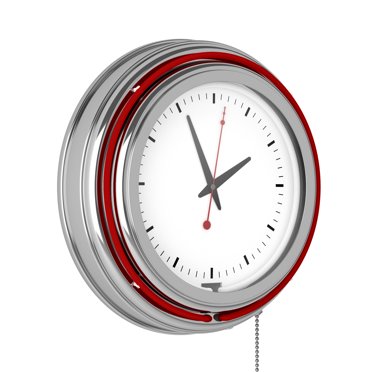 14" Retro Neon Wall Clock, Double Light Ring Vintage Style Clock by ...