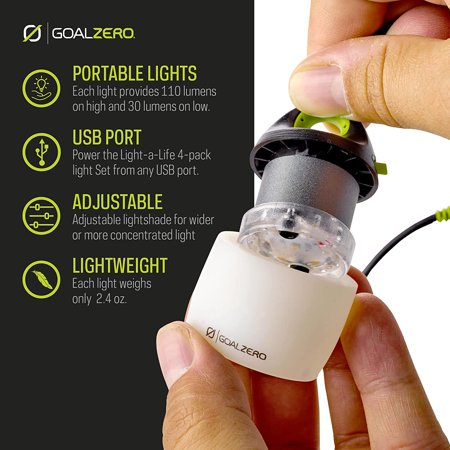 Goal Zero Light-A-Life Mini Chainable Lights, 4 Pack, with Color Shades ...