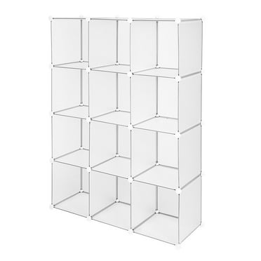 Gymax 12 Cube Grid Wire Organizer Wardrobe Shelves Bookcase DIY ...