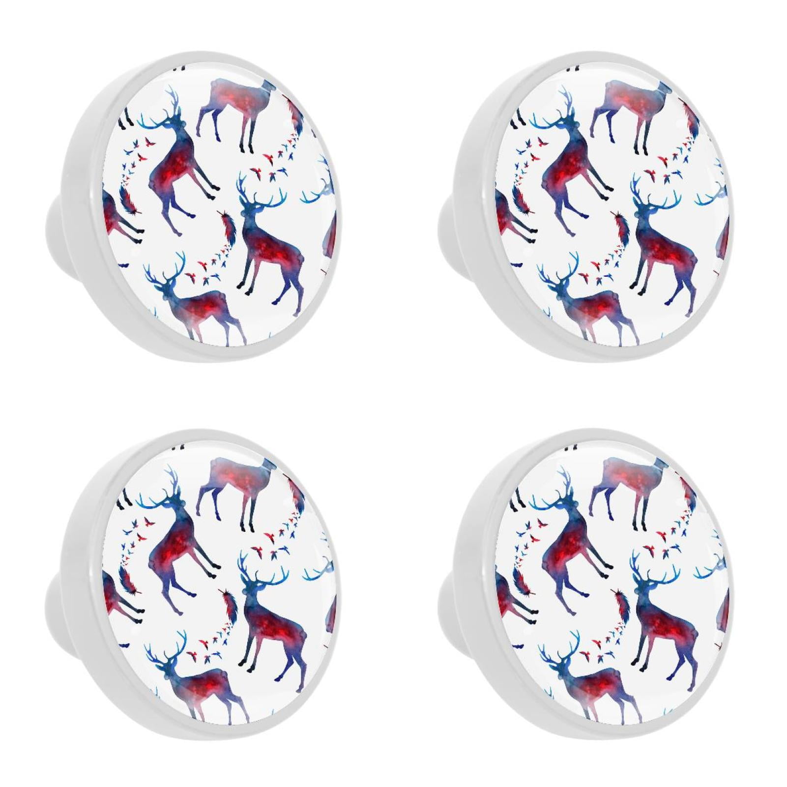 4 Pcs Colorful Deer and Birds Knobs for Kitchen Cabinet Cupboard ...