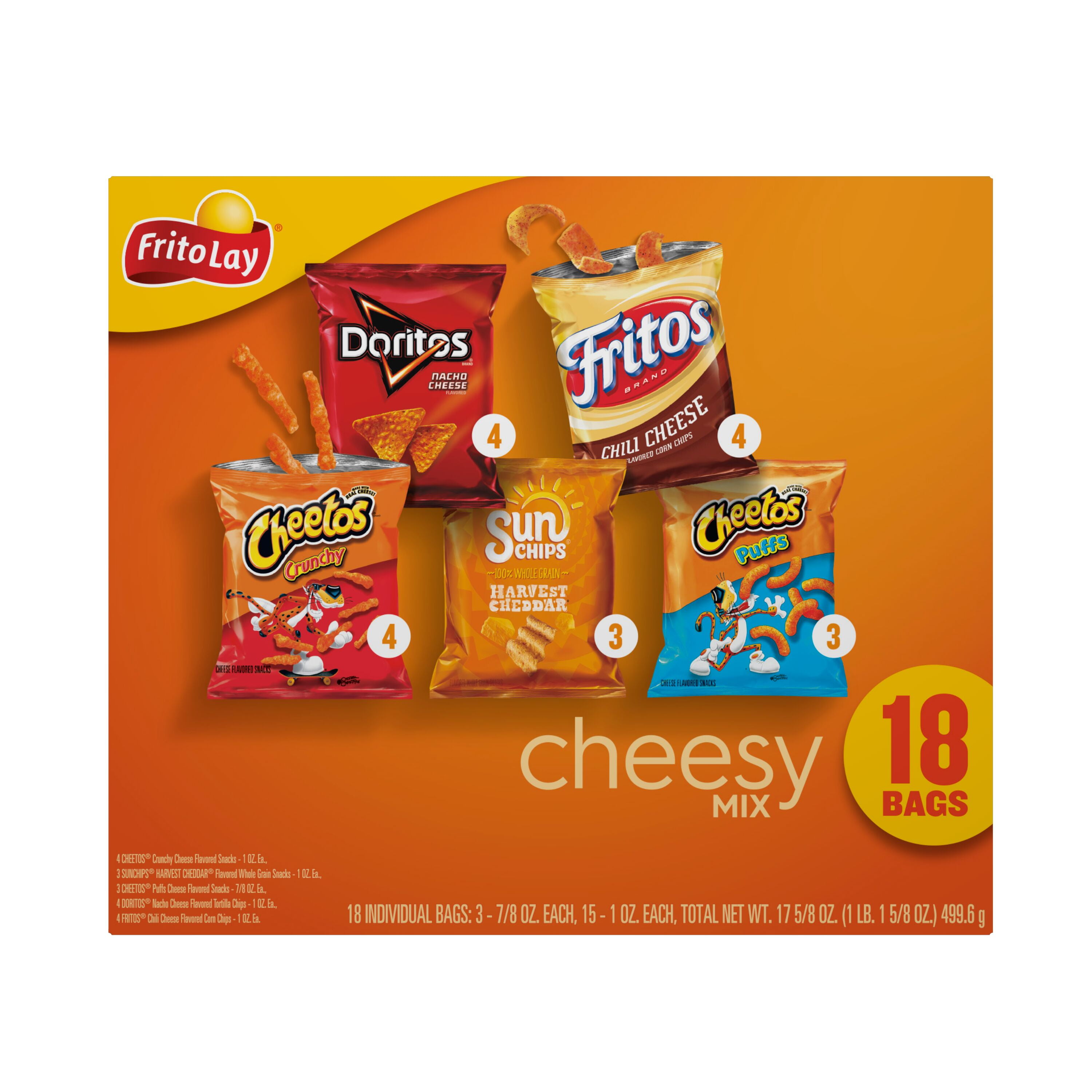 Frito-Lay Cheesy Snack Chips Variety Pack, 18 Count Multipack Best ...