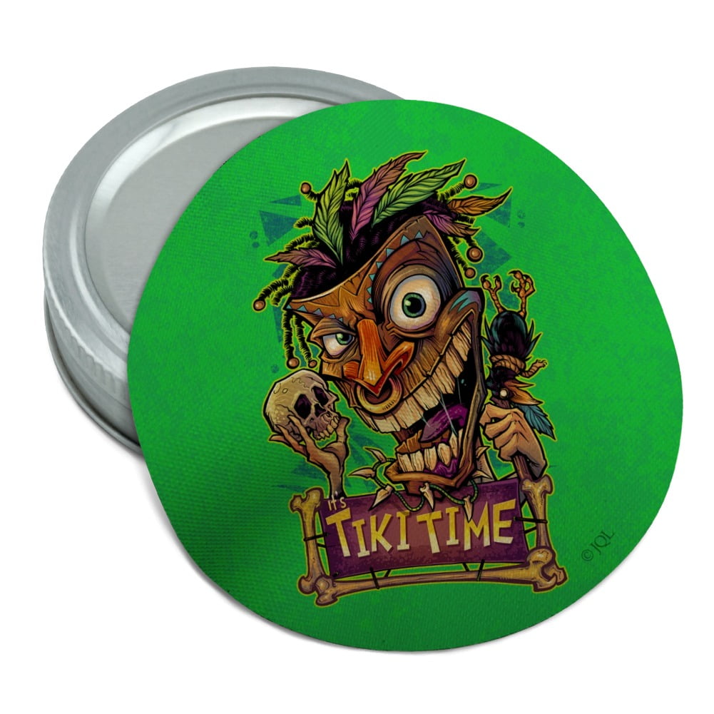 Tiki Time Witch Doctor Tropical Island Round Rubber Non-Slip Jar ...