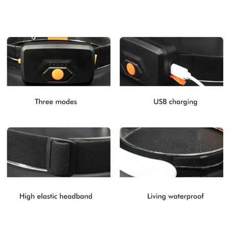 LED Headlamp Floodlight Waterproof Head Flashlight USB Charging Head ...