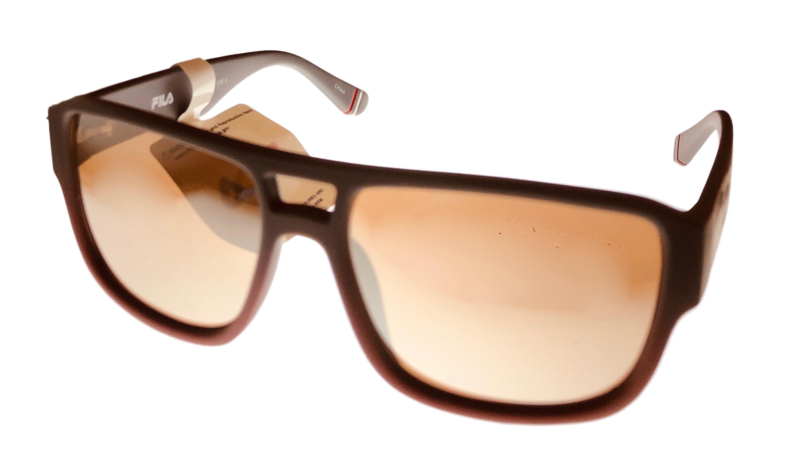 Fila Mens Rectangle Brown Gradient Plastic Sunglass , Silver Flash Lens ...