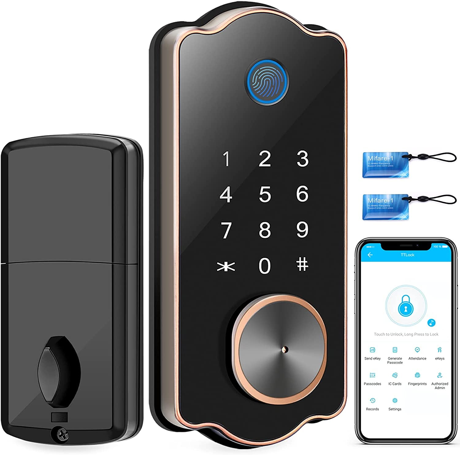 JIGUOOR 5 in 1 Smart Lock, Keyless Entry Door Lock, with Biometric ...