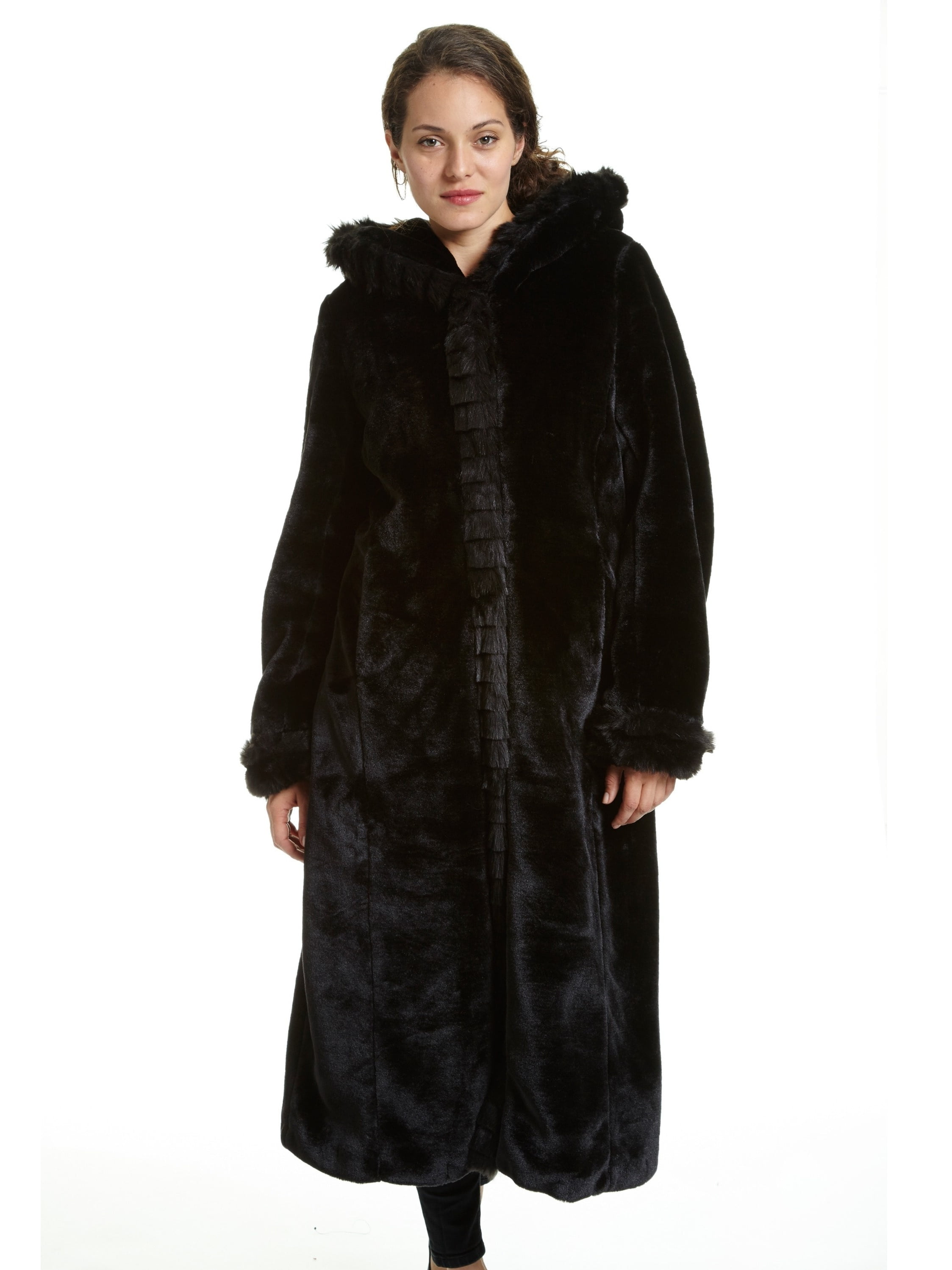 Women's Full Length Faux Fur Coat - Walmart.com