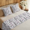Bed Runner for Cal King Size Bed, Spring Botanical Birds 3 Pcs Bedding ...