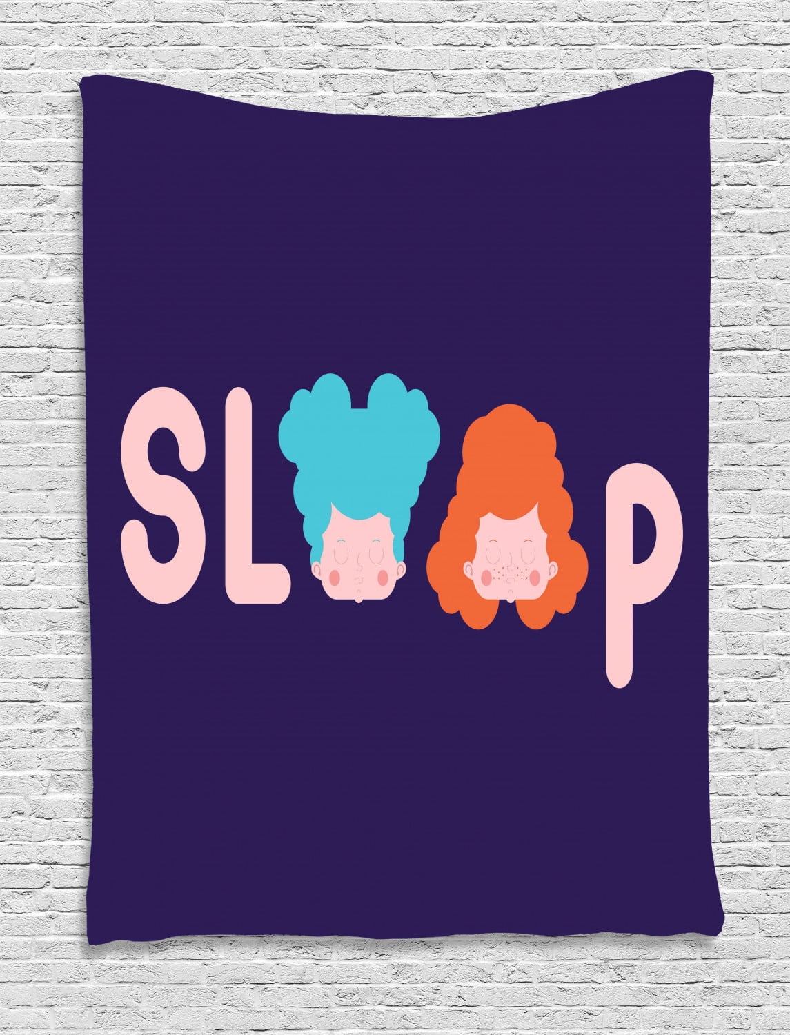 Sleep Tapestry, Sleep Lettering Typography Sleeping Little Girls and ...